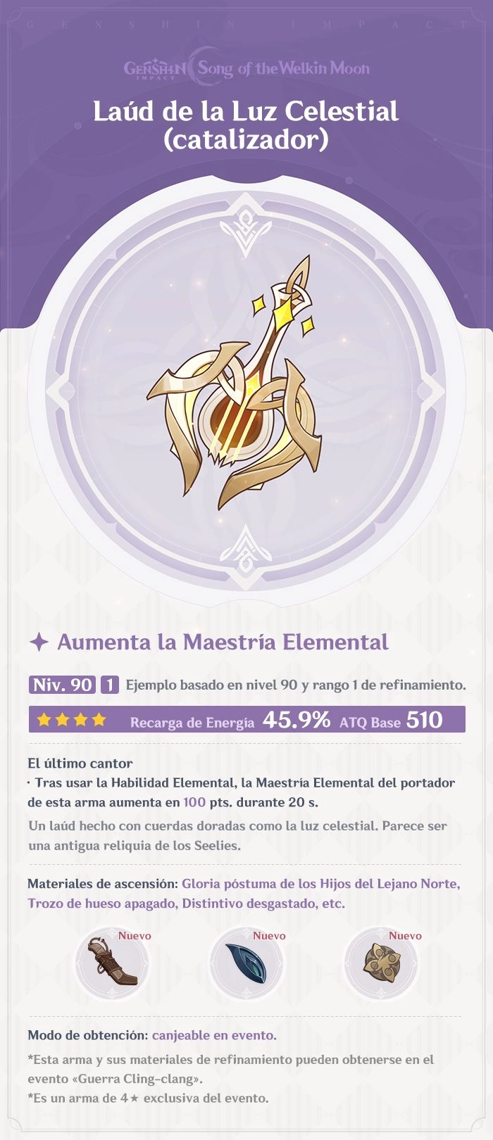 Laúd de la Luz Celestial - Genshin Impact - HoYoWiki